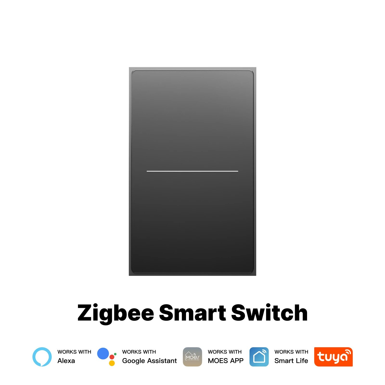 Умный выключатель ZigBee 2 gang grey
