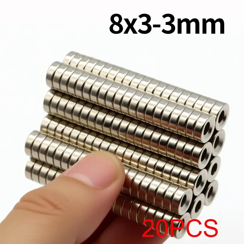 Неодимовые магниты 8x3-3 мм, 20 шт.