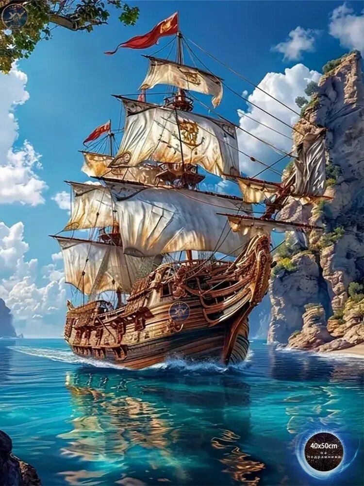 Алмазная мозаика на подрамнике 5D DIY/40x50 "Лунный водопад" (без единой рамки)