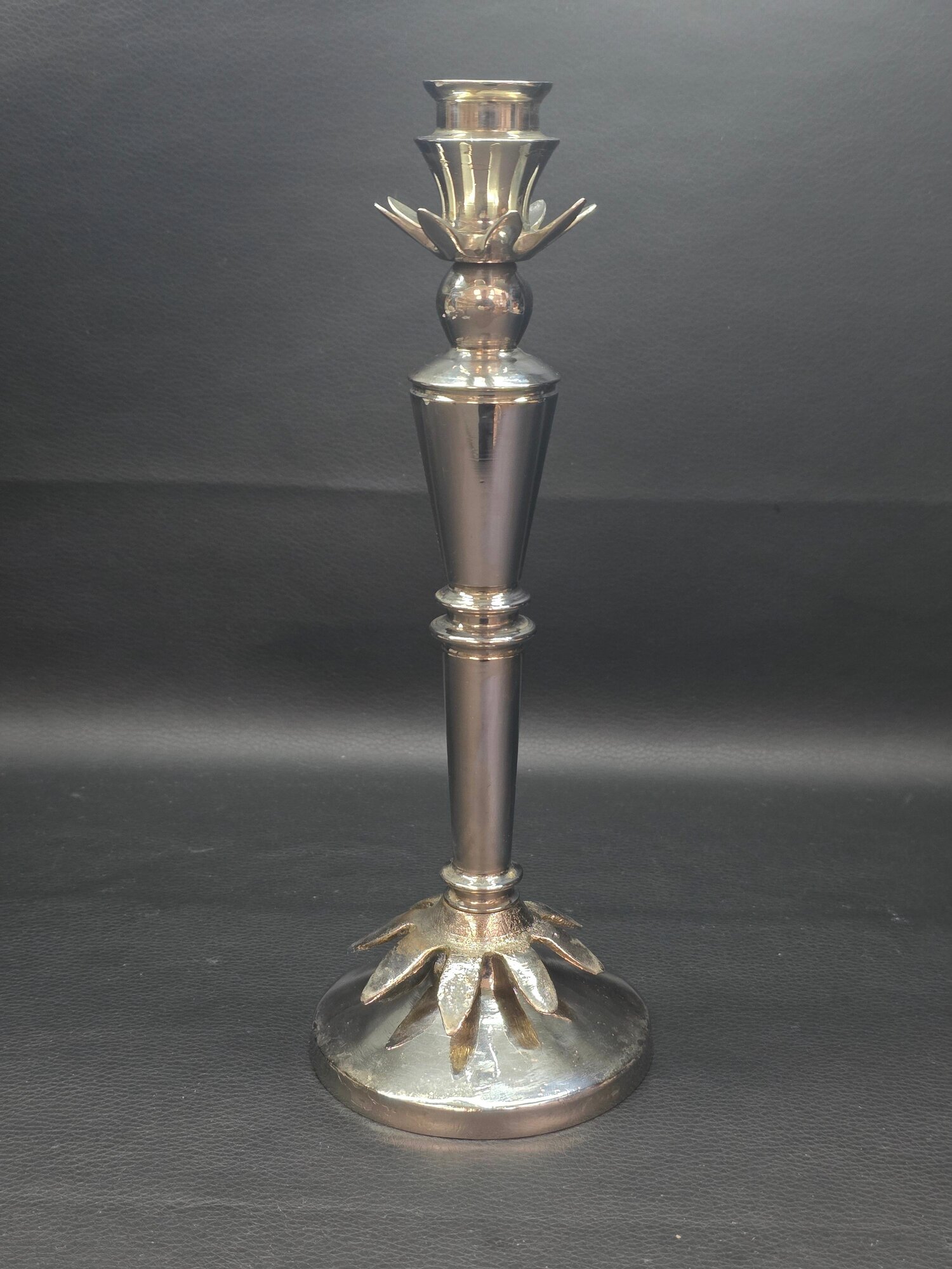 Подсвечник латунь хром СССР высота 22,9 см разборный