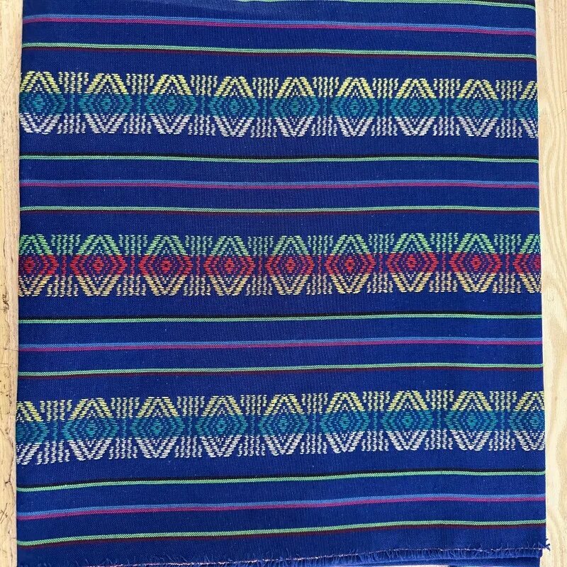 Ткань хлопковая синяя 100x150 см, этнический принт, цвет 49