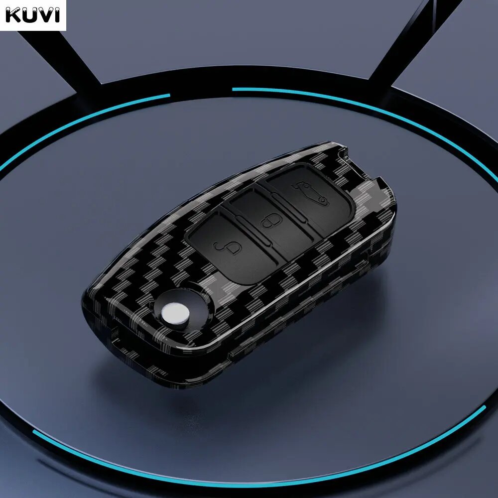 Чехол Для Автомобильного Ключа Из Углеродного Волокна И АБС-пластика Для Ford Fiesta, Focus 2, Ecosport, Kuga, Escape, Falcon