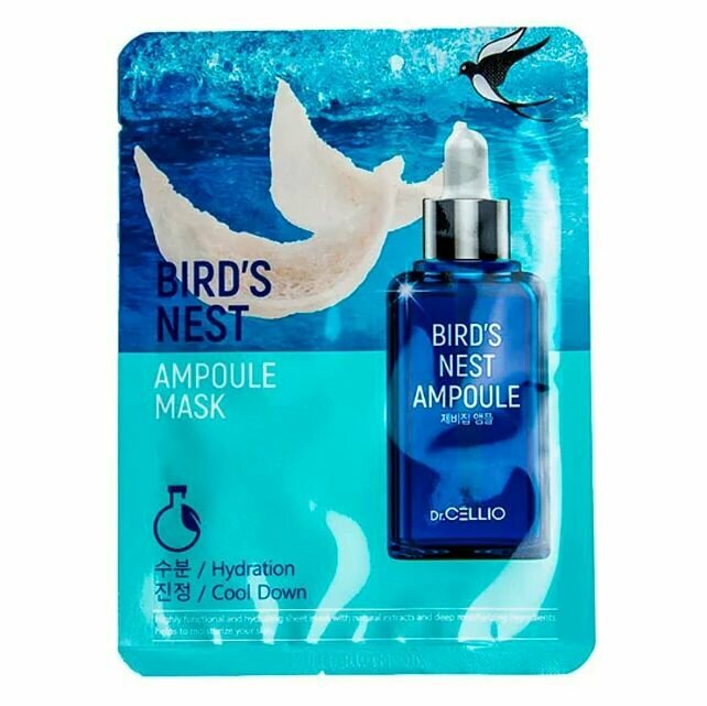 Dr. CELLIO Тканевая маска с ласточкиным гнездом 25 мл BirdS Nest Ampoule Mask