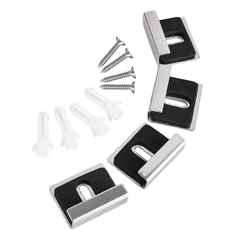 Зажимы для зеркал из нержавеющей стали, 4 шт, крепеж для настенного монтажа, черный серебристый, размер S, для стекла 5-6 мм