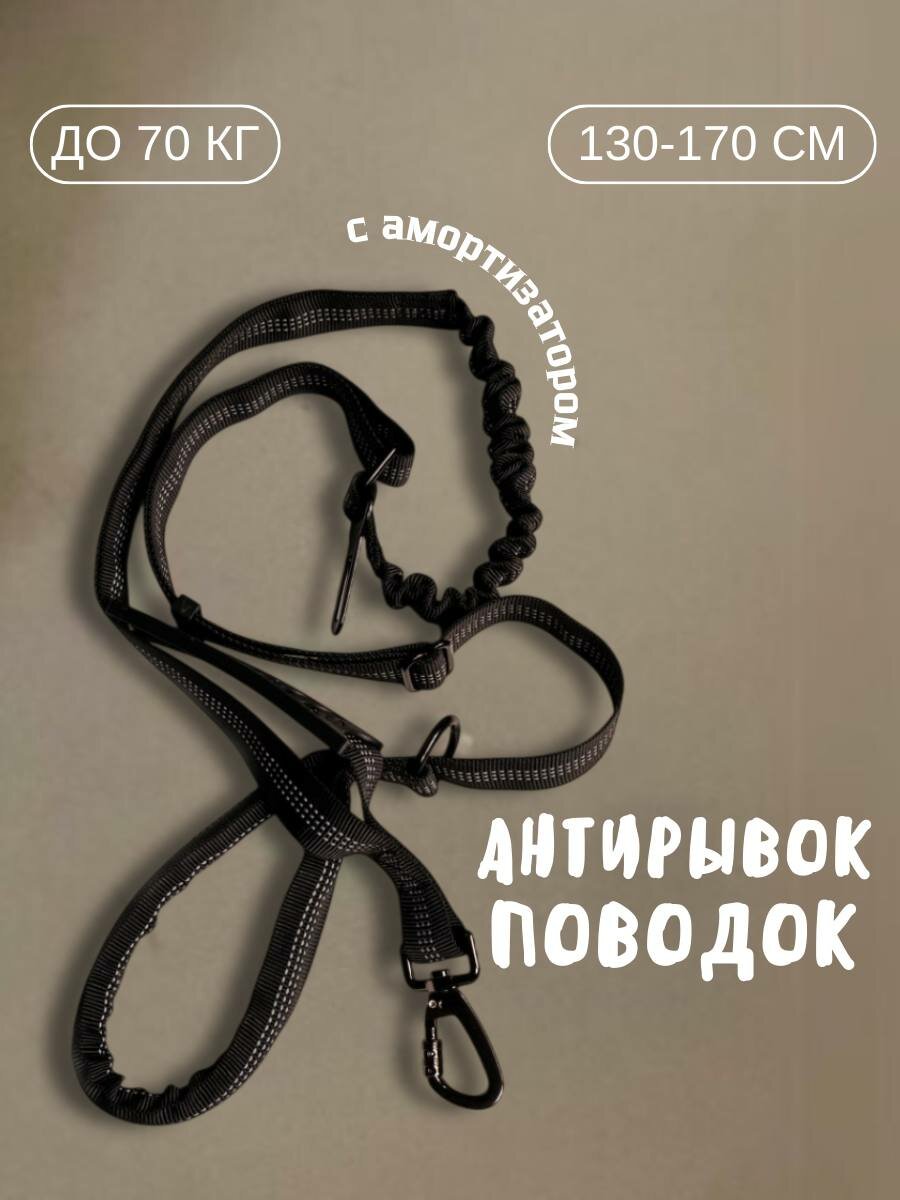 Поводок для собаки "Антирывковый", регулируемый для крупных и средних пород собак