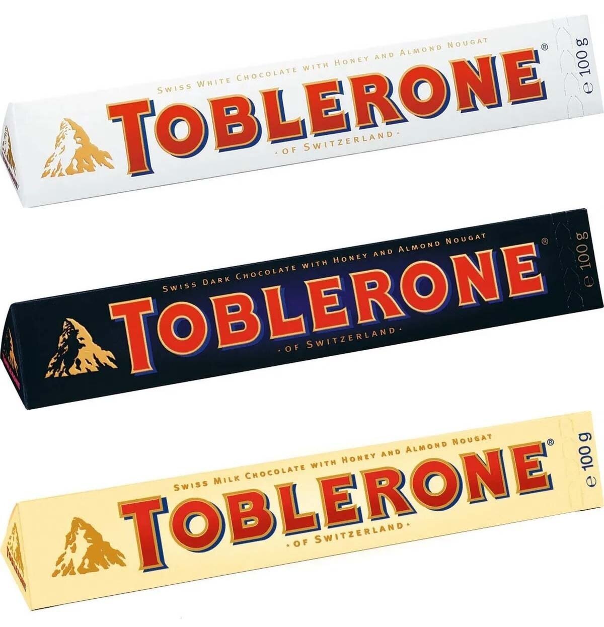 Шоколад Toblerone с медово-миндальной нугой 100г 3шт, микс