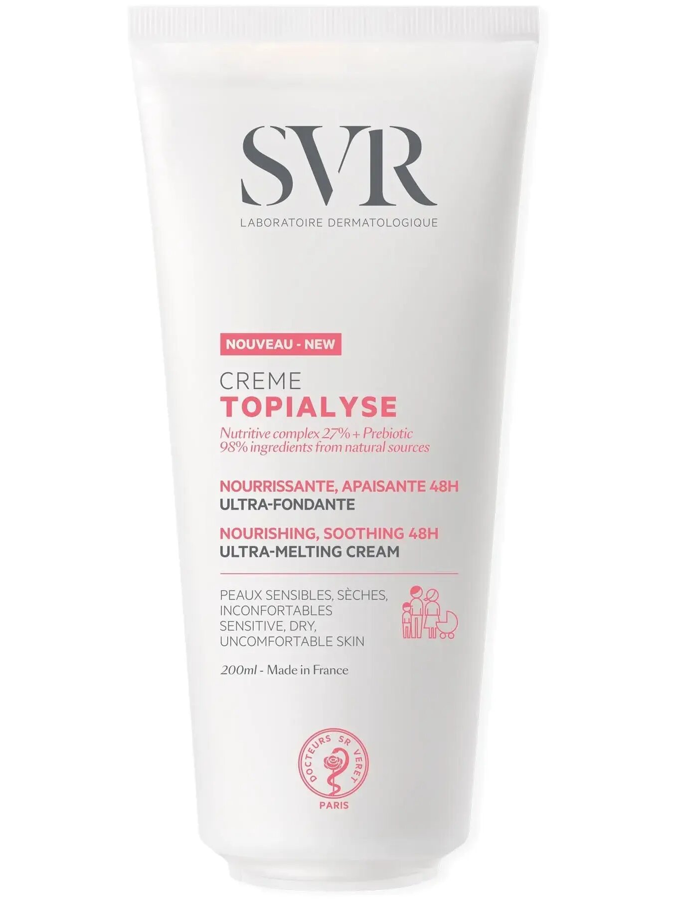 Питательный крем SVR топиализ, питательный, для сухой кожи, 200 мл