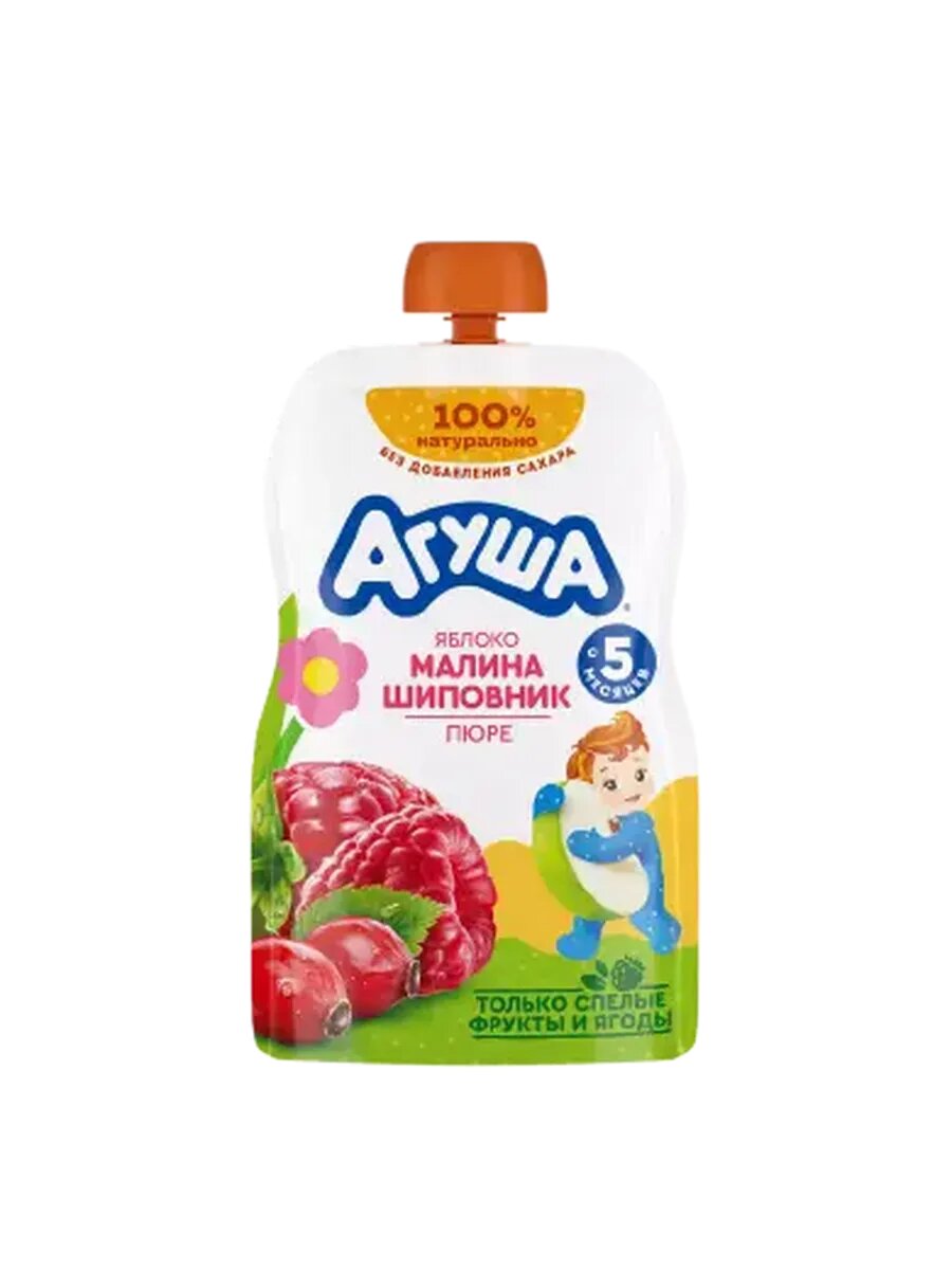 Агуша Пюре яблоко/малина/шиповник 90г