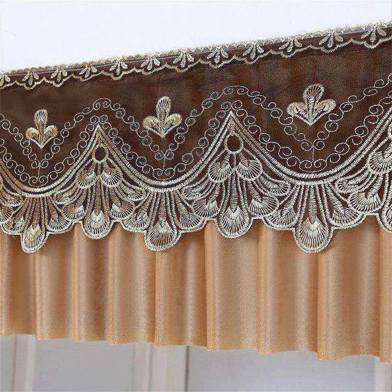 Ламбрекен портьера 70х30 см крепление Липучка светло-коричневый для спальни