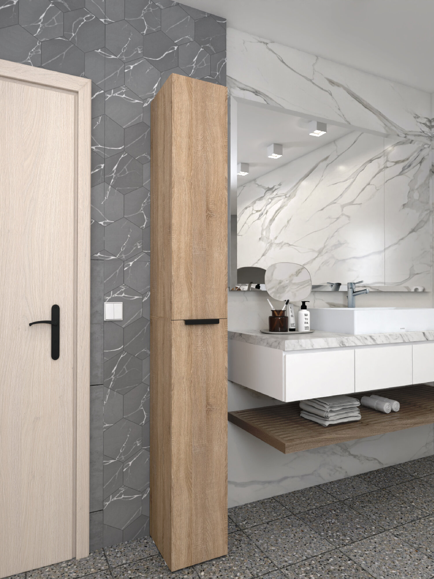 Пенал-шкаф для ванной Дуб