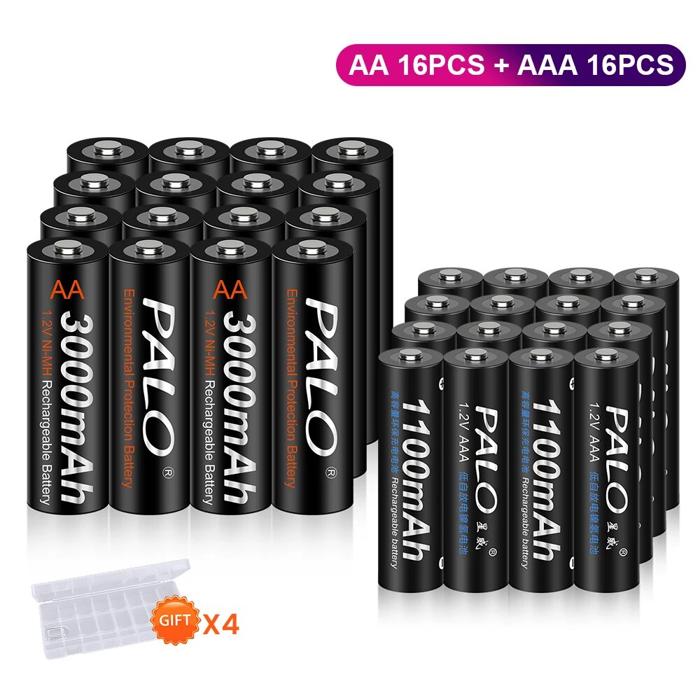 PALO Никель-металлогидридные аккумуляторы ААА+АА 16AA AAA