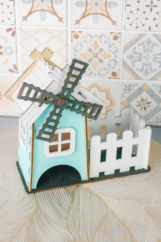 Чайный домик 'бирюзовая мельница', дерево, 22 см, STAR trading 5505-3