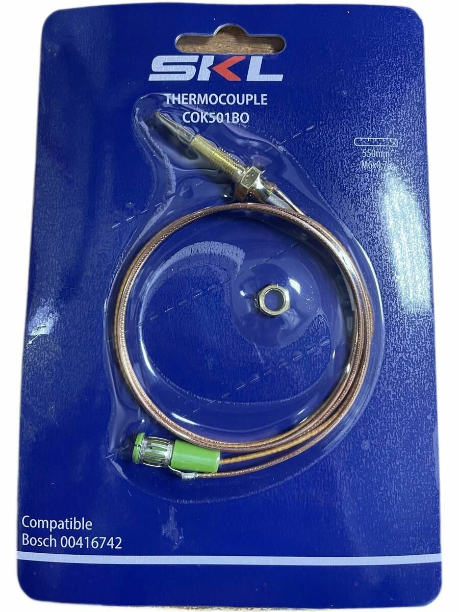 Термопара Бош , Крафт , Делюкс под электромагнитый клапан со штырьком 550мм, М6*0,75, 416742