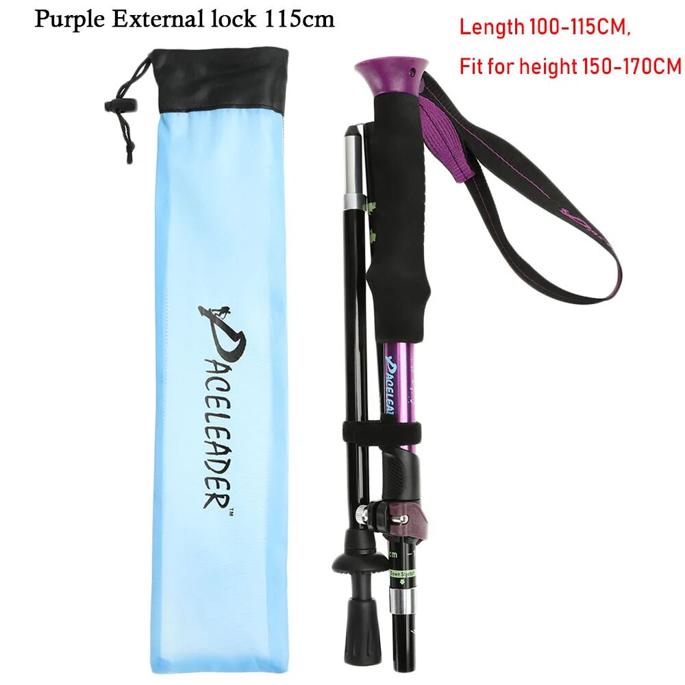 Складные треккинговые палки фиолетовые Фиолетовый, External lock 115cm
