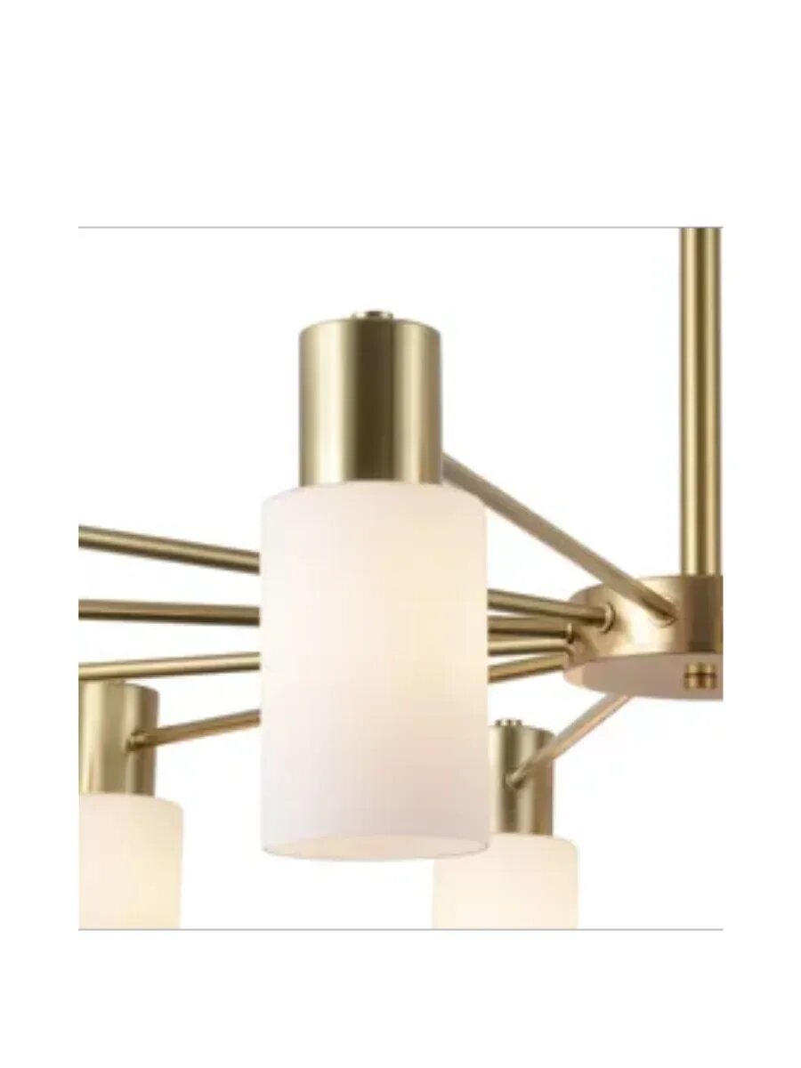 Люстра newrgy lighting 74535/6GD, латунь, белый матовый, цоколь E14, 40 Вт, свет нейтральный белый, теплый белый, холодный белый, для гостиной — фото 1