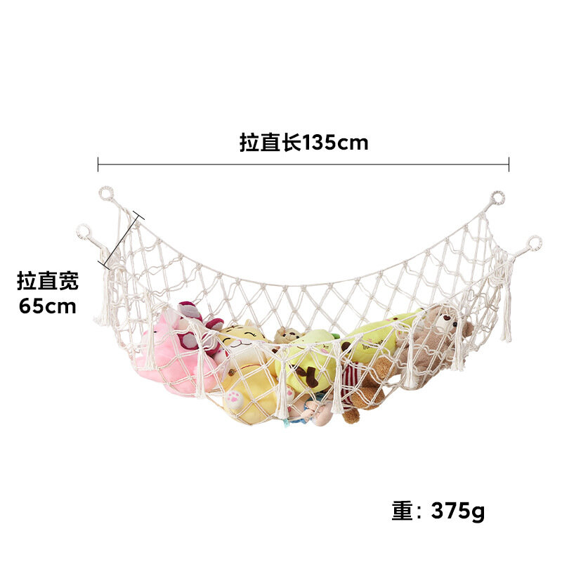 Сетка-гамак для хранения игрушек, декоративная сетка из хлопковой веревки ручной работы с кисточками, сетчатая сумка для хранения игрушек, настенная сетка.