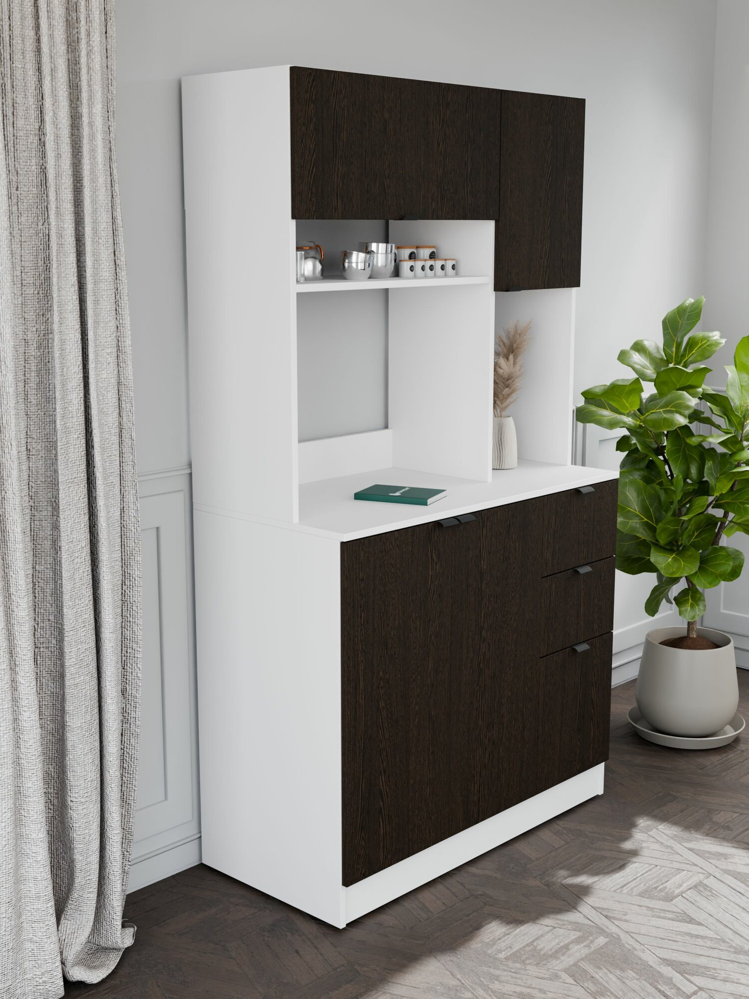 Изумлит Буфет Вилладж 100*180*48.4 см (ШхВхГ), белый-венге