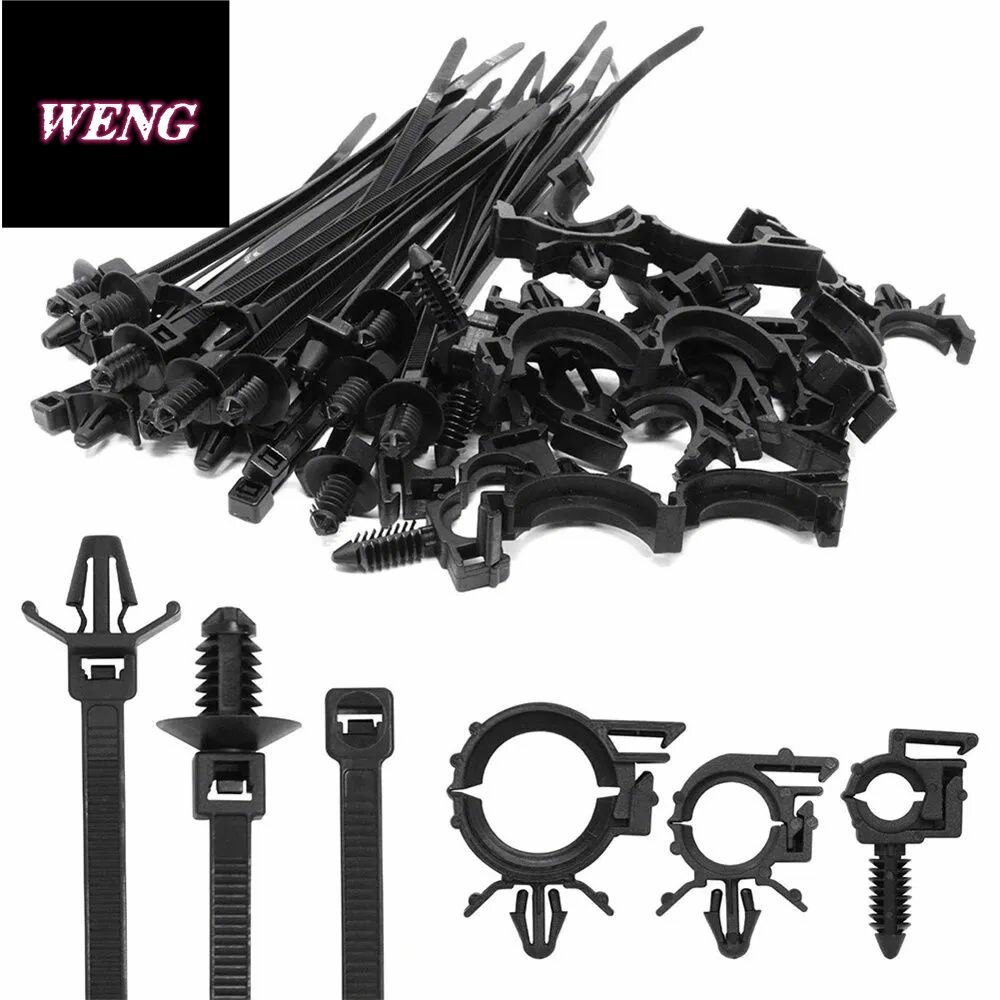 45 шт. хомутов для кабельных стяжек, фиксирующих зажимов, крепежных элементов для автомобилей, хомутов для проводов, зажимов для шлангов, комплекта стяжек