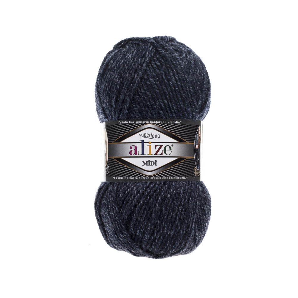 Пряжа для вязания Alize Superlana midi 805 синий жаспе 100 гр/170 м 25% шерсть, 75% акрил