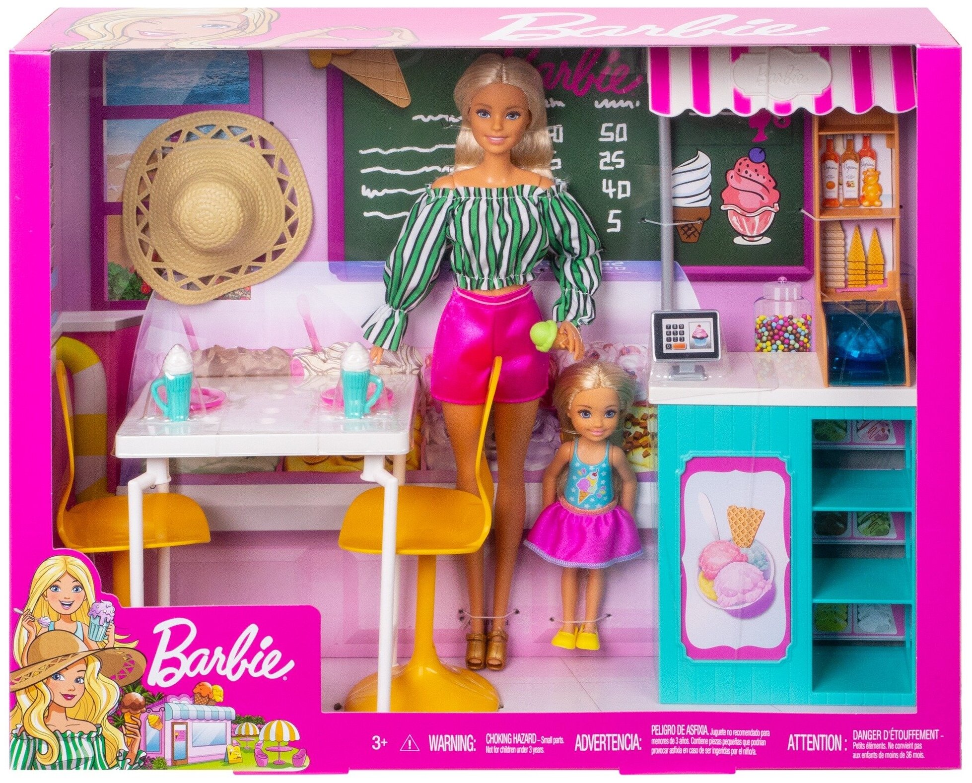 Набор игровой Barbie Магазин Кафе-мороженое (с куклами) GBK87