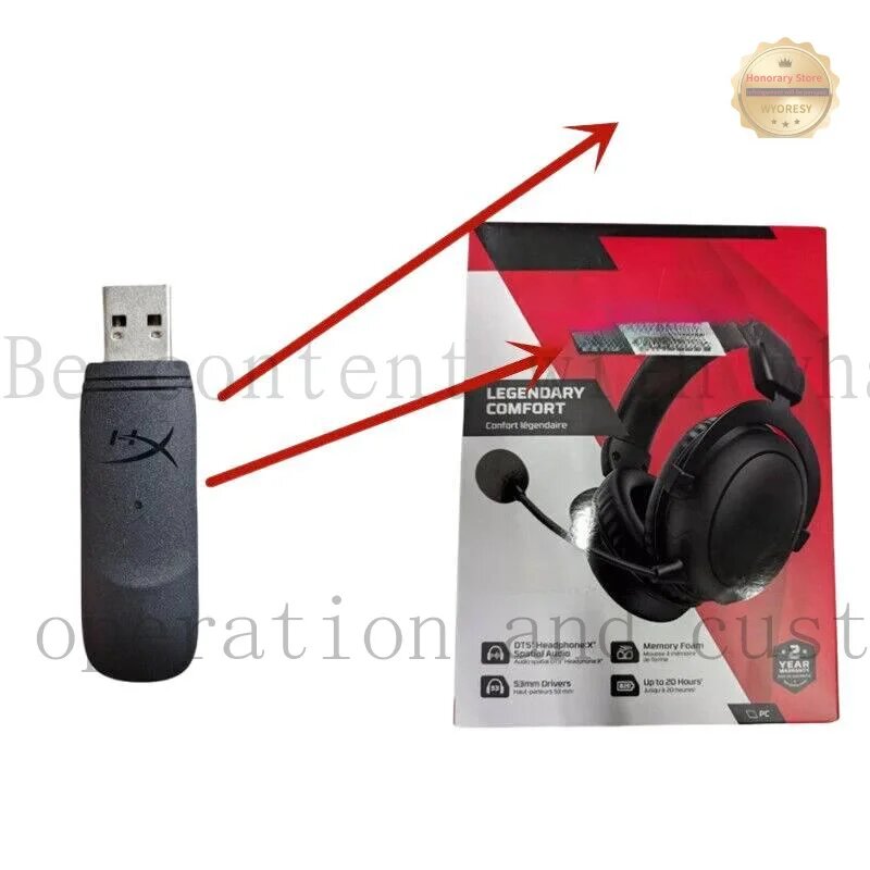 Адаптер приемника BTUSB для беспроводной гарнитуры Kingston HyperX Cloud core/cloud Flight/Stinger (не совместим с Cloud II) — фото 1