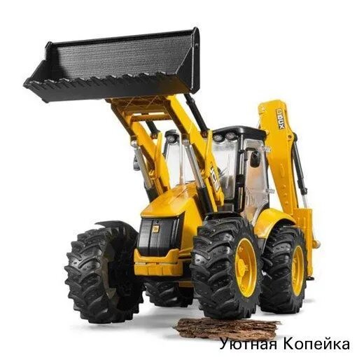 Игрушечная машинка JCB Экскаватор-погрузчик Желтый металлический масштаб — фото 1