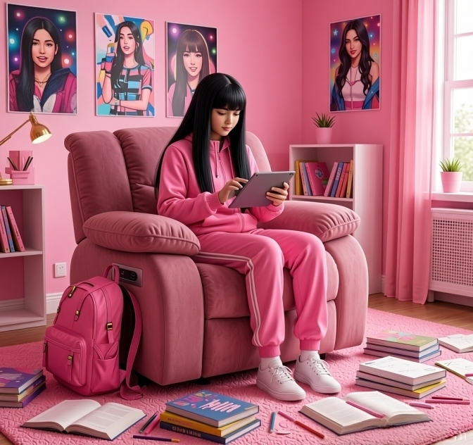 Кресло механический реклайнер Милан розовый