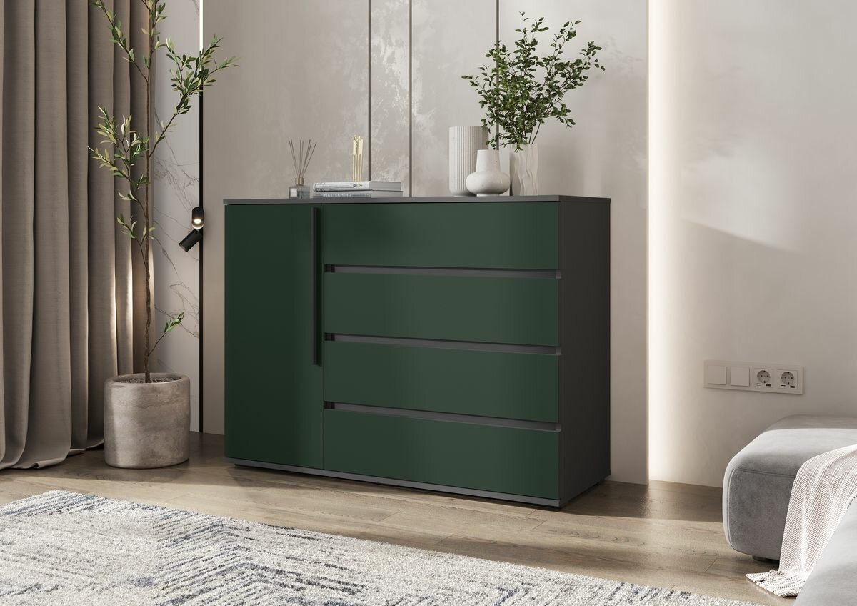 Комод Норд 1 дверь 4 ящика (1200) (в цвете Изумрудный, Графит)