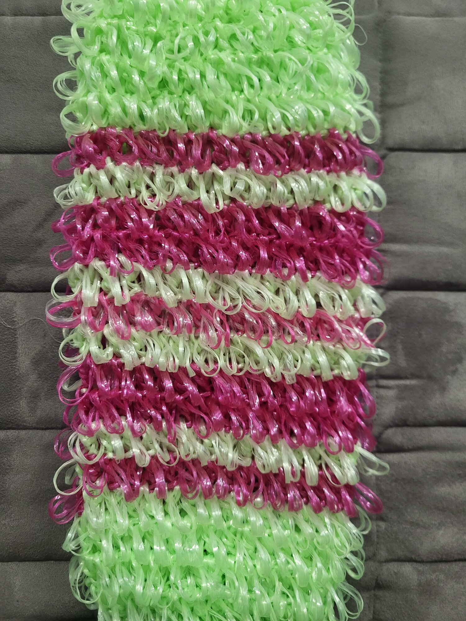 Мочалка для тела с ручками, ручная вязка, массажная, тонизирующая, 35см, с ручками 75см