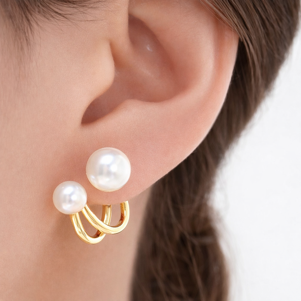 Серьги пусеты, жемчуг имитация