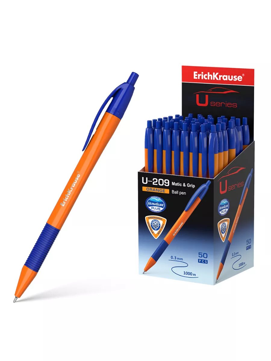 Ручка шар. авт. U-209 Orange Matic&Grip 1.0, син, 50шт.