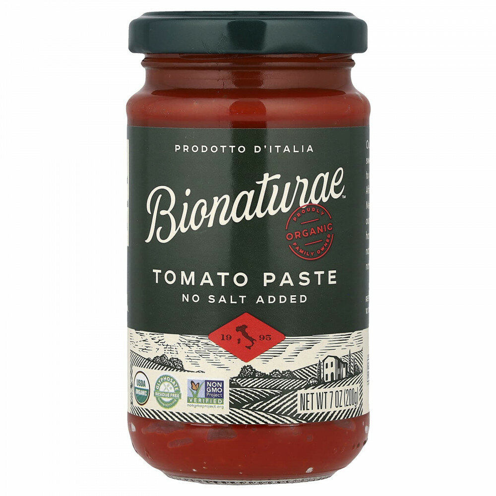 Bionaturae, органическая томатная паста, 200 г (7 унций)