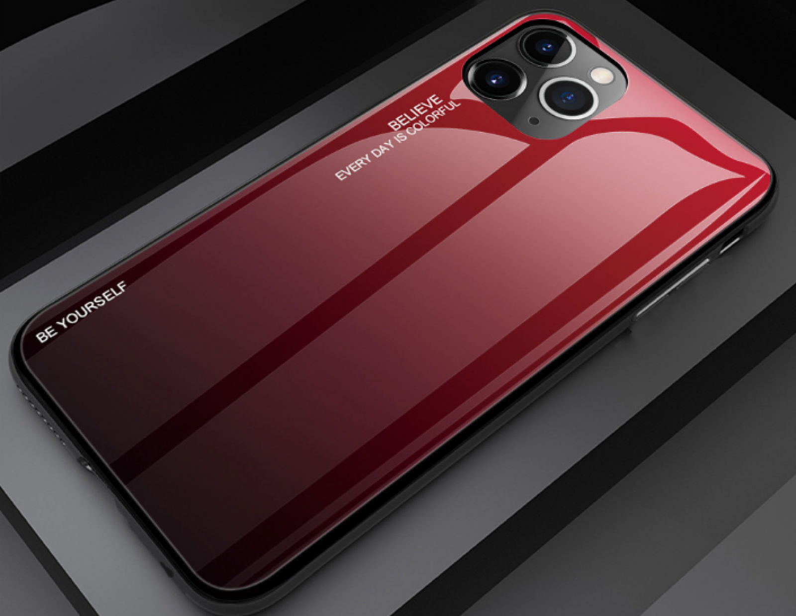 Силиконовый чехол-бампер MyPads Gradiente для Apple iPhone 13 Pro Max с закалённым стеклом и градиентным красным дизайном