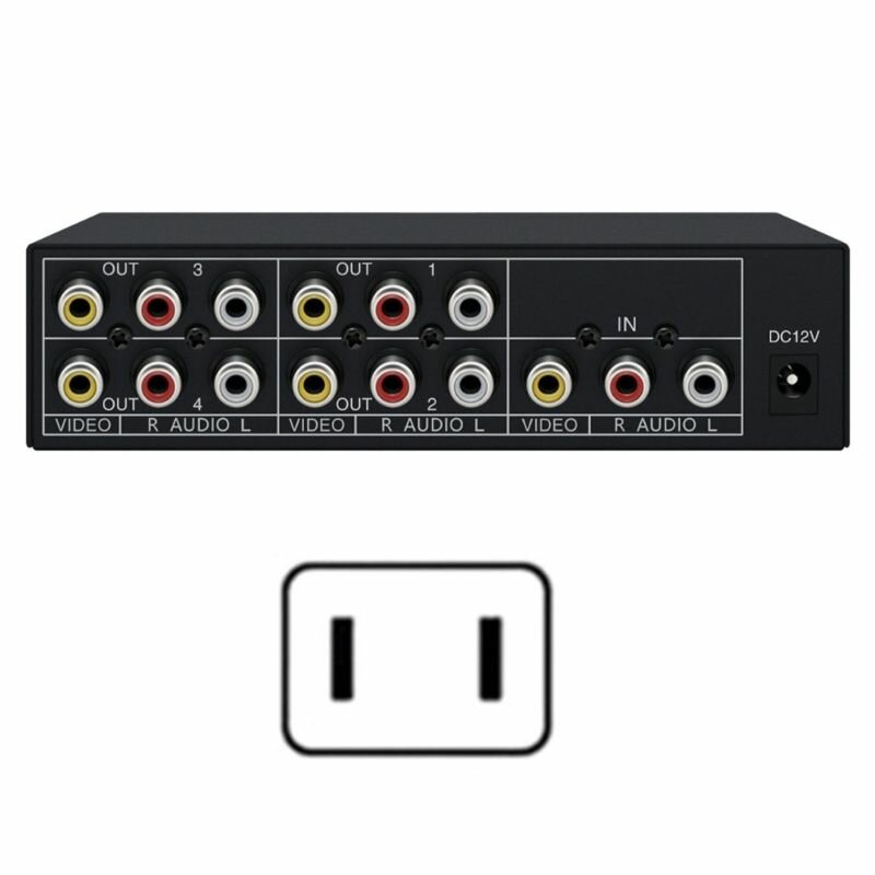 Разветвитель аудио и видео VSP4 AV 1 на 4 выхода RCA splitter-стандарт США