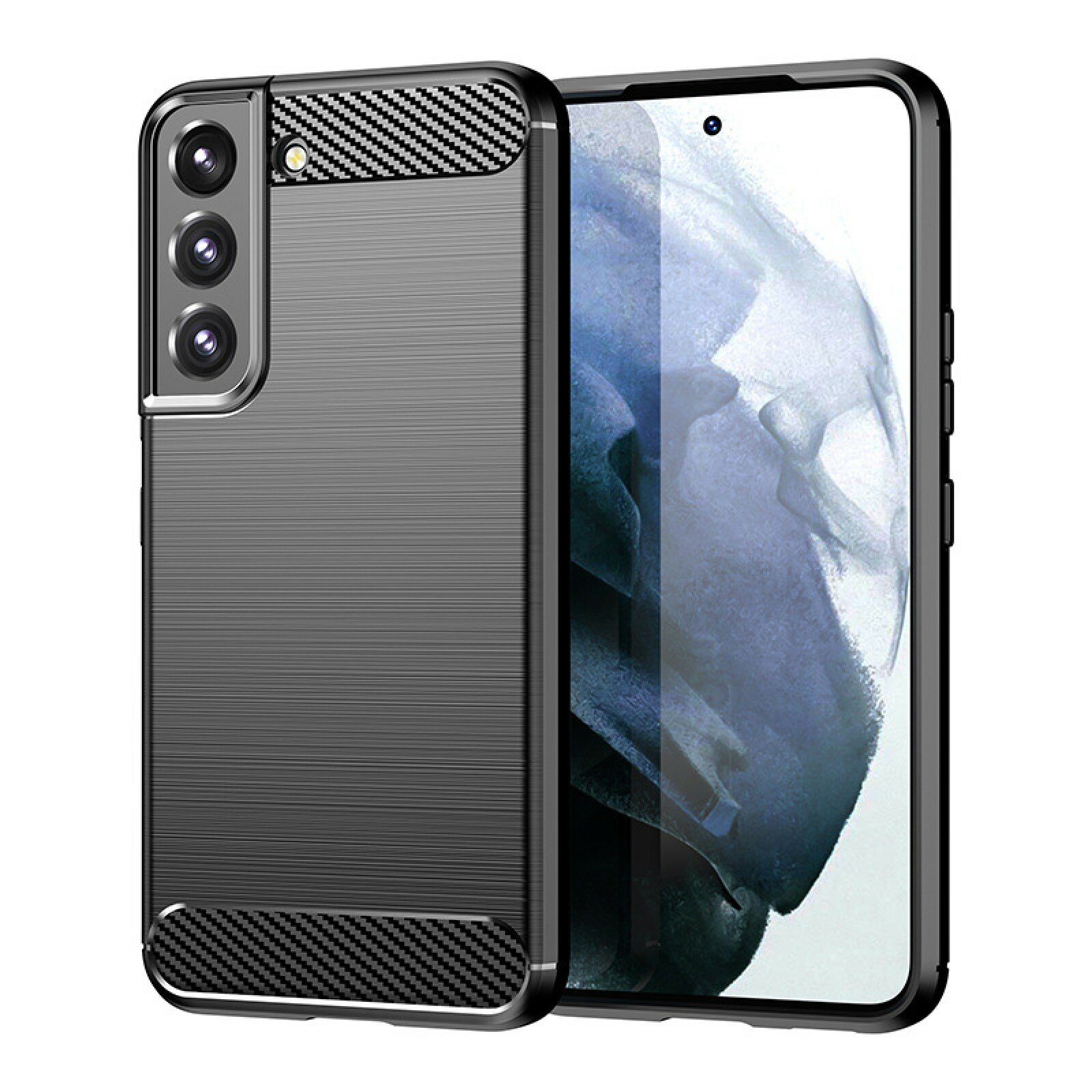 Чехол-бампер MyPads Carbon для Samsung Galaxy S23 Plus + из силикона с матовой отделкой под карбон черный