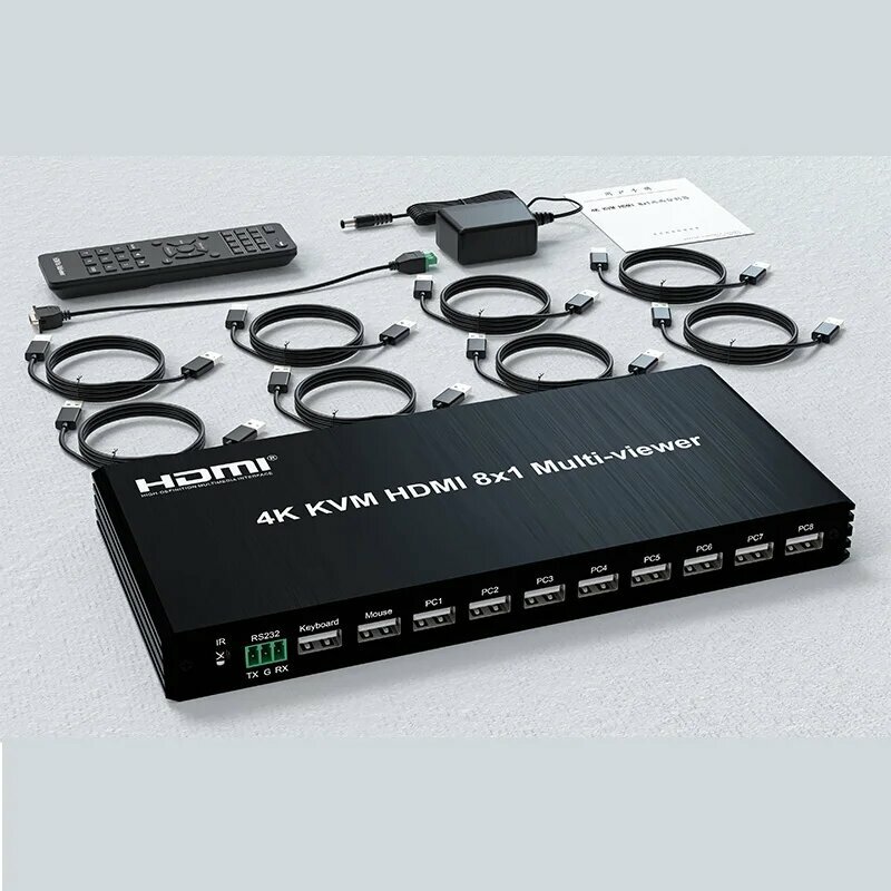 Konsenda 4K KVM HDMI Multi Viewer Switch 8x1 with EU Plug