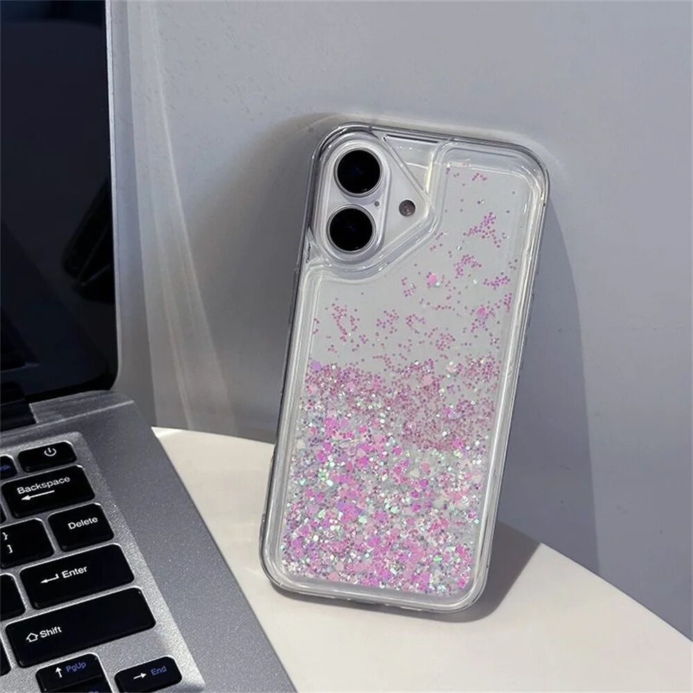 Чехол для iPhone 16 White с жидким блеском