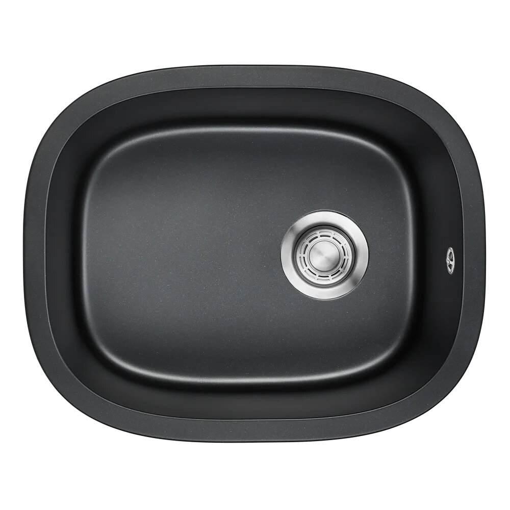 Мойка кухонная Emar Quartz EMQ-1560. P кварцевая, 46x56, мойка для кухни, черная, под столешницу, овальная, матовая
