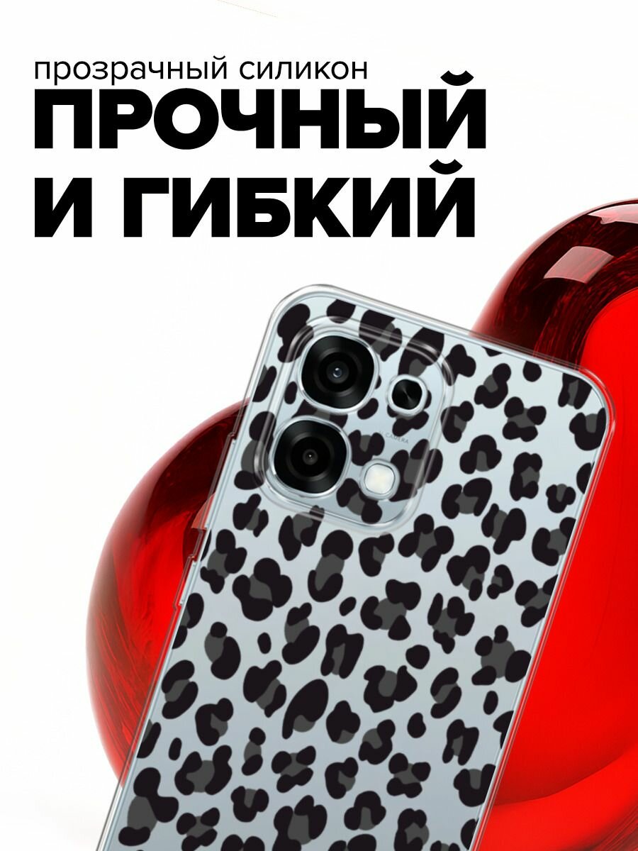 Чехол на Oppo A6 Pro / Оппо A6 Про с принтом Паттерн черный леопард — фото 1