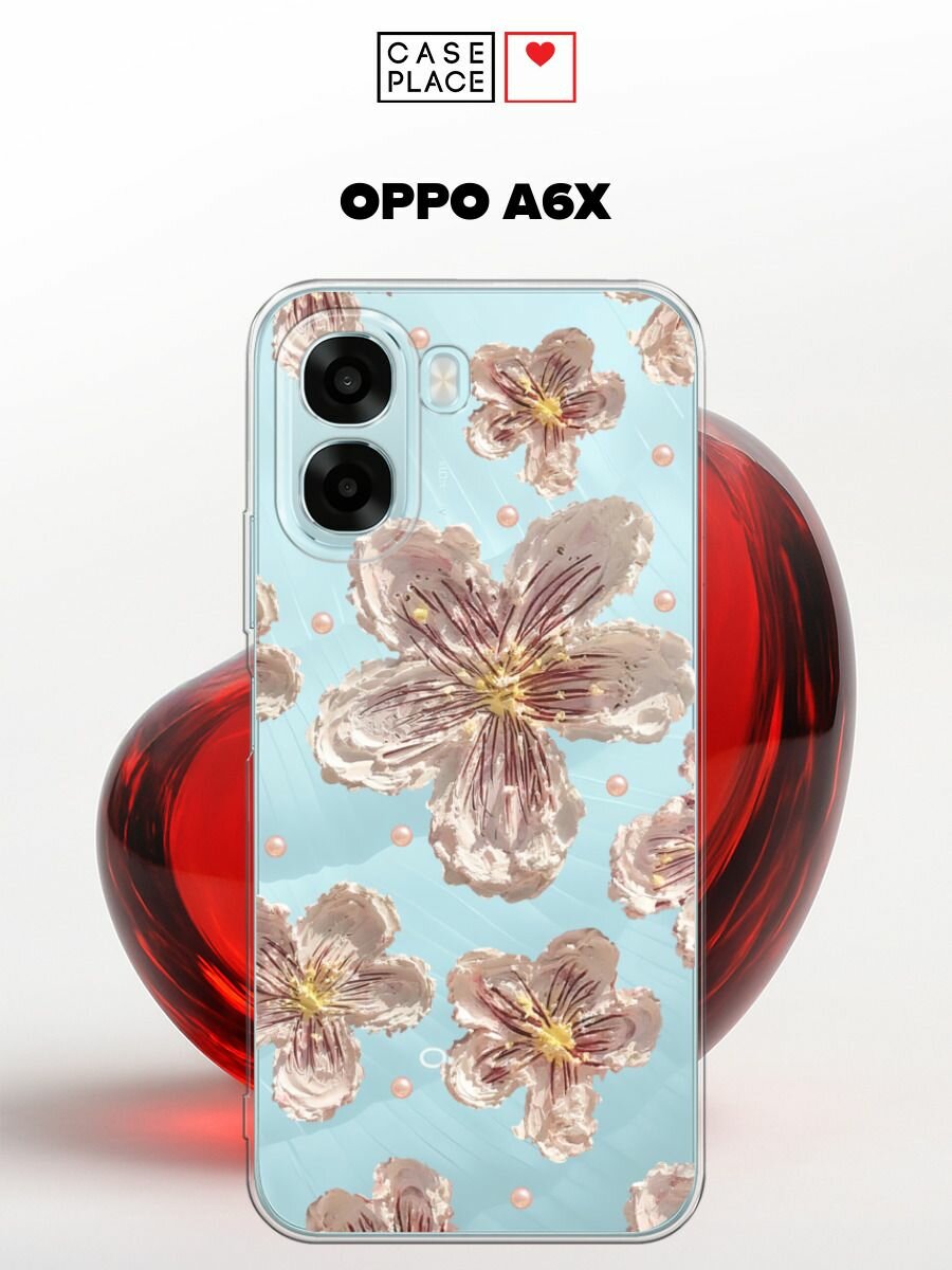 Чехол на Oppo A6x / Оппо A6x с принтом Розовые цветы красками