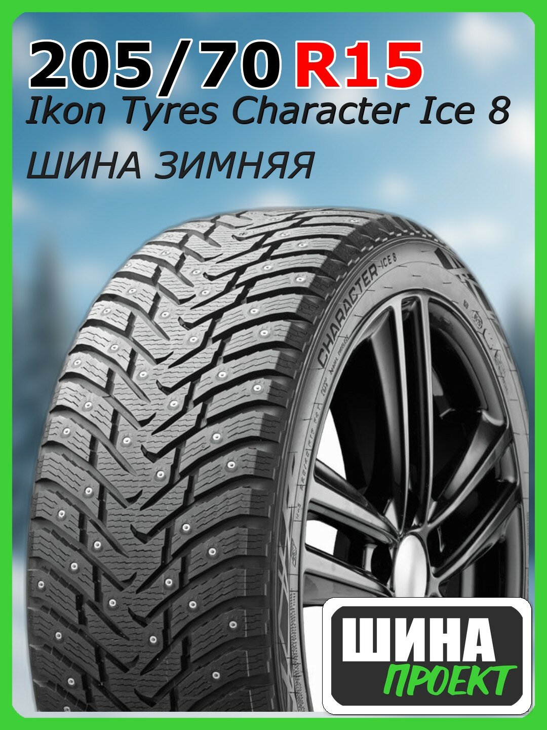 Шина зимняя шипованная Ikon Tyres 205/70/15 T 100 Ikon Character Ice 8 XL Ш. для легковых автомобилей TS78057