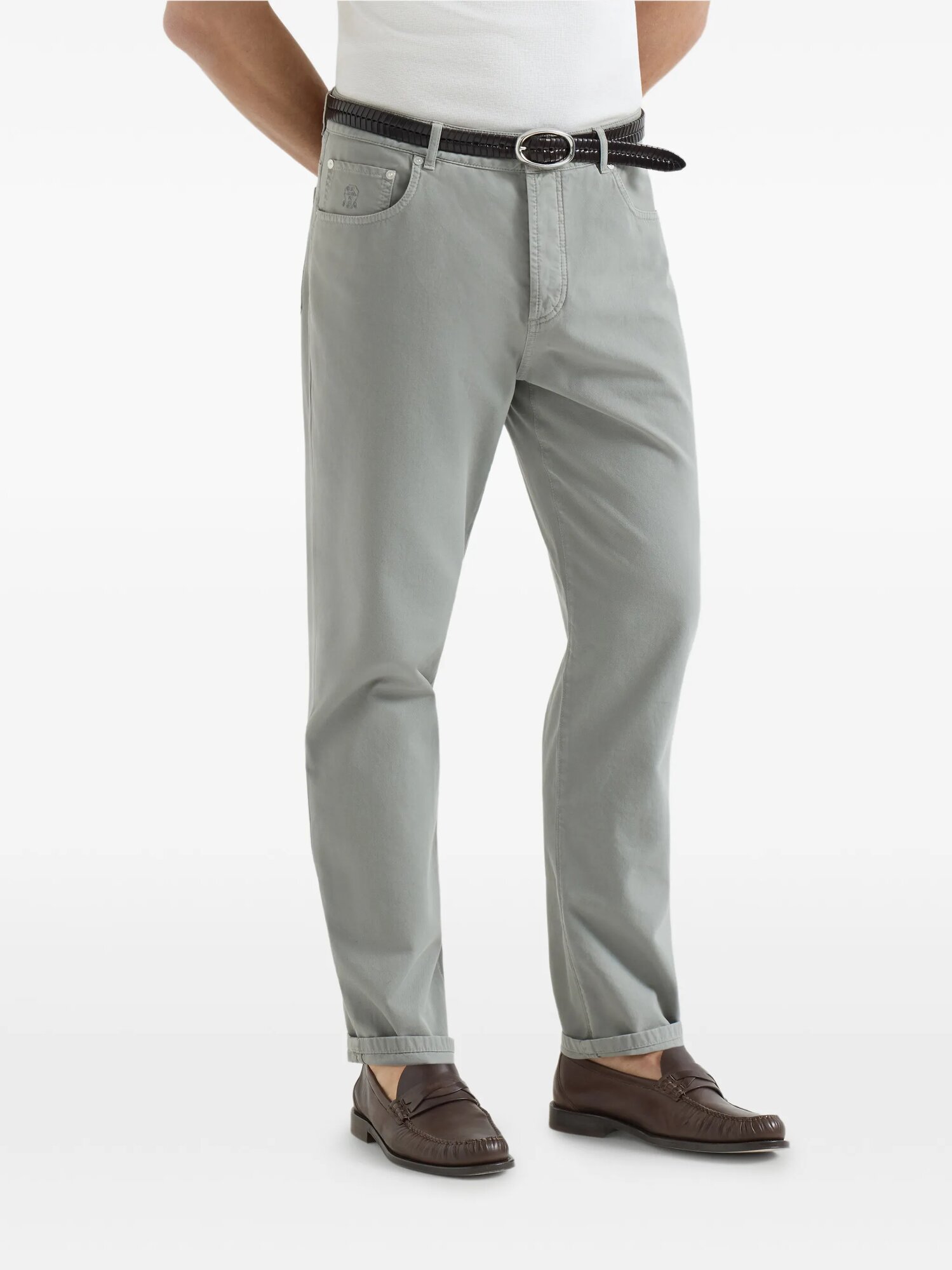 Брюки BRUNELLO CUCINELLI Garment-dyed trousers, размер 52, зеленый, — фото 1