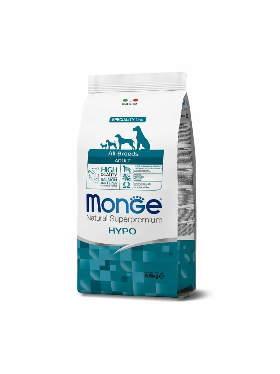 Сухой корм для собак Monge Dog Speciality Adult Hypoallergenic Гипоаллергенный, лосось и тунец, 2,5 кг