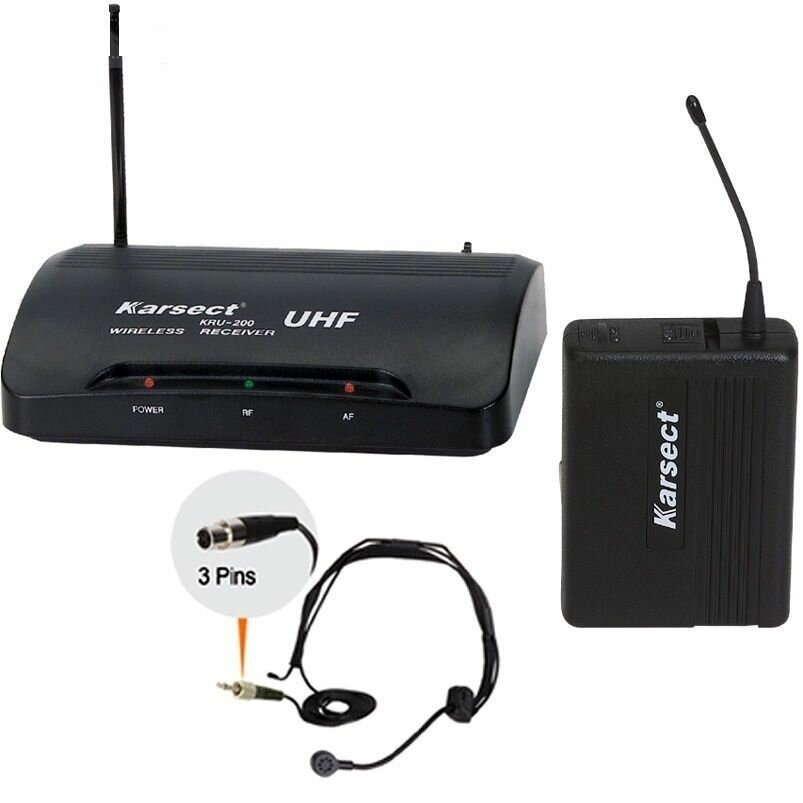 Karsect KRU-200/KLT-9U/HT-1C радиосистема UHF, 1 головная гарнитура