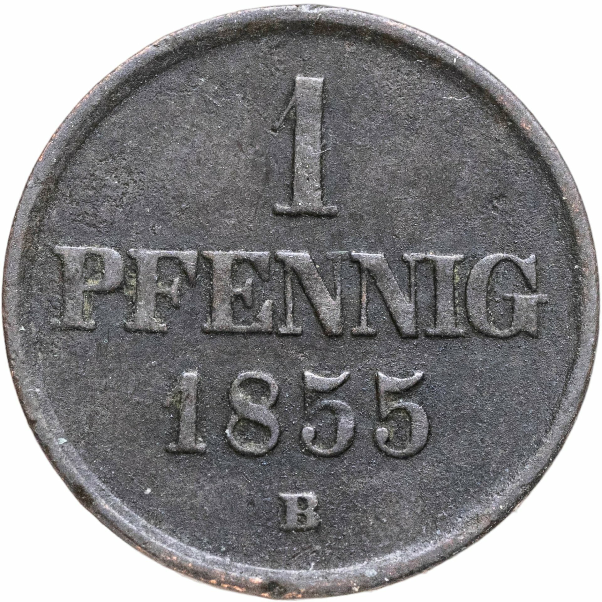 Ганновер 1 пфенниг 1855, Медь, в сохранности VF