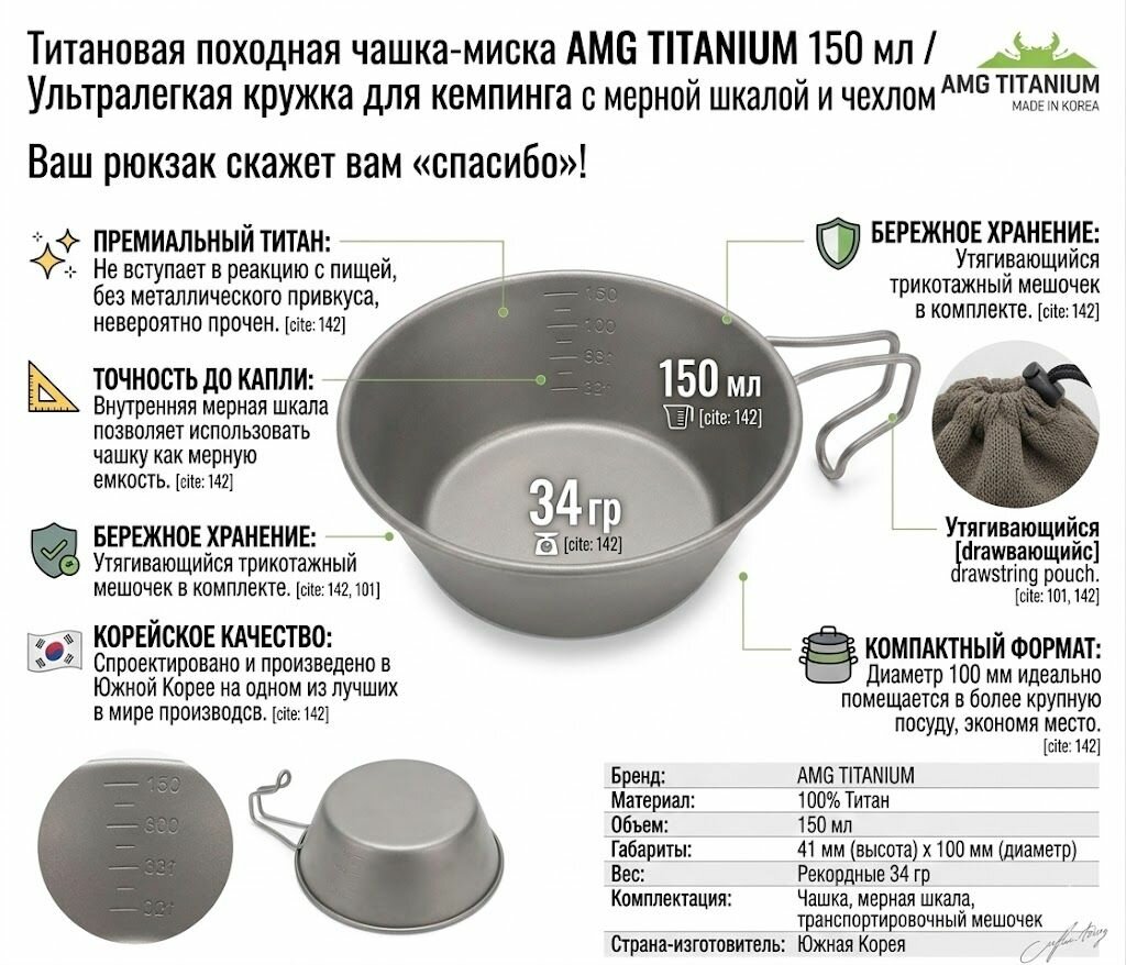 AMG TITANIUM чашка Sierra Cup 150мл титан