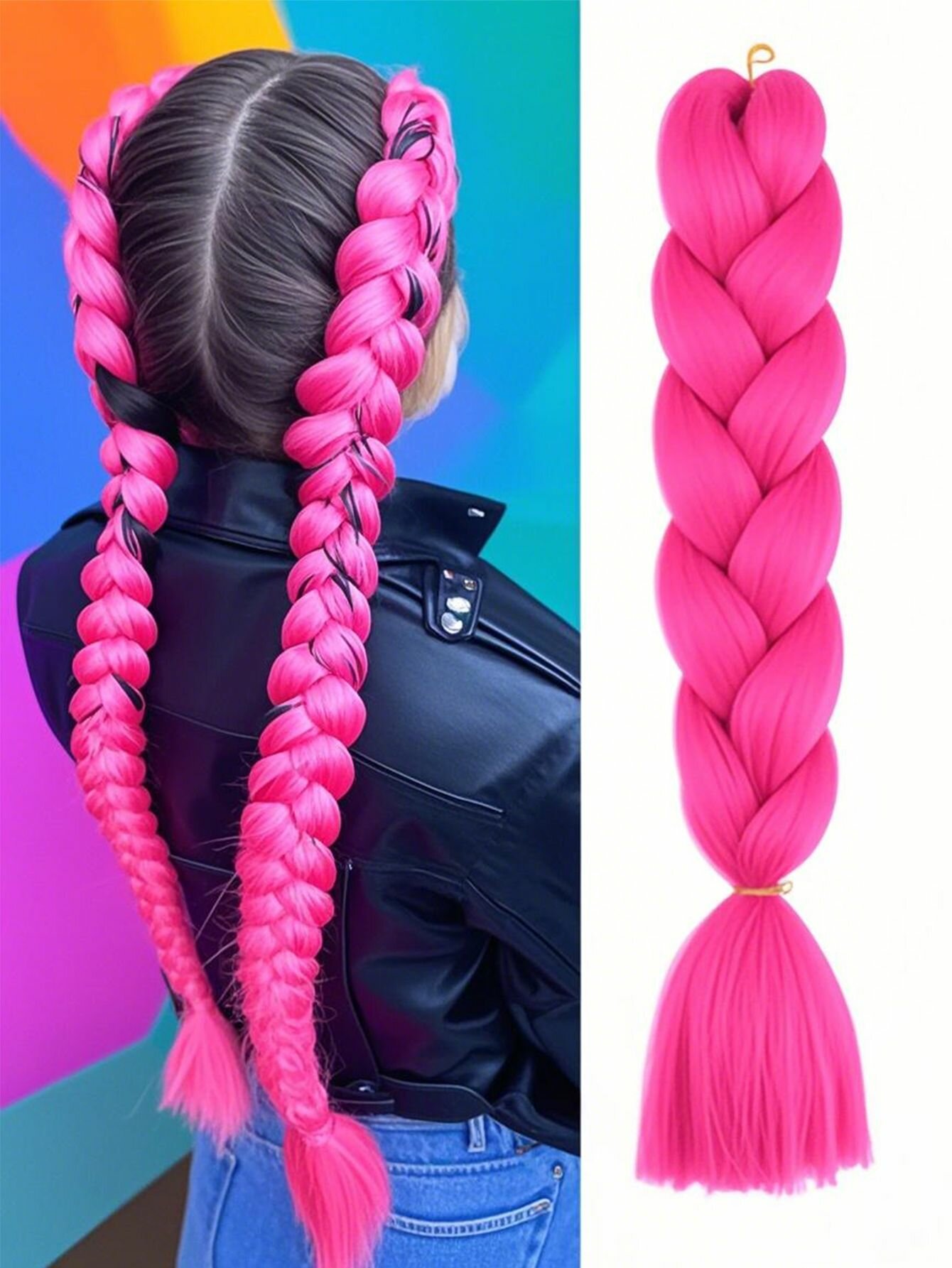 24-дюймовые гигантские косы для наращивания синтетических волос с плетением разноцветных волос из канекалона для женщин Детская коса