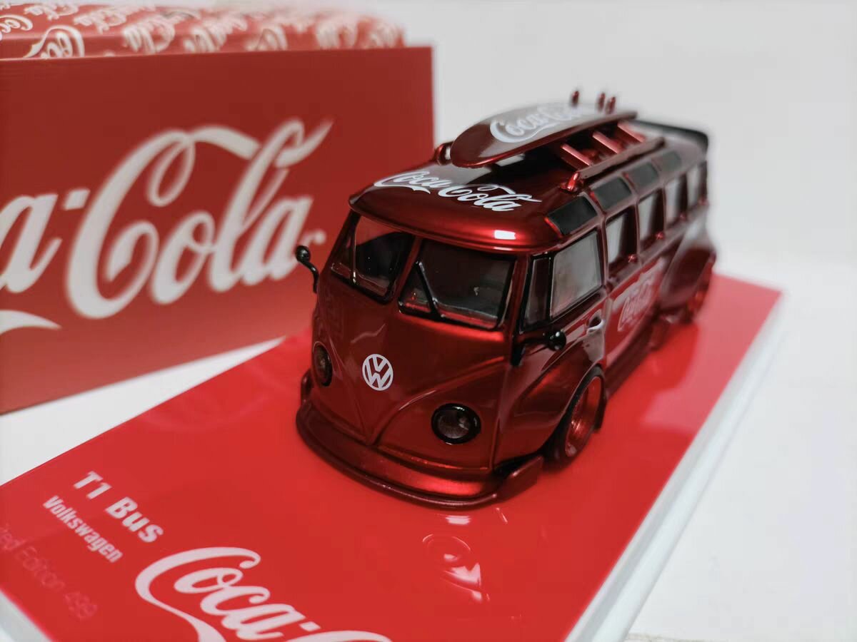 Пламя 1:64 Volkswagen Кабриолет Автобус Вэн Модель VW Coke Peter Pan Kitty Shark