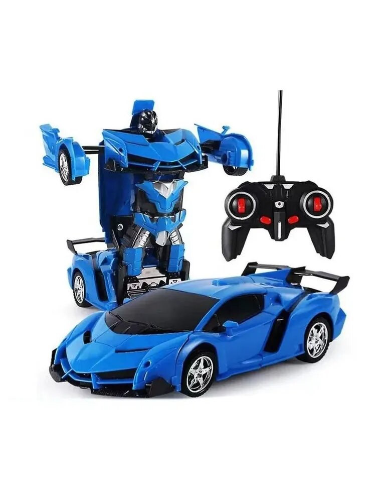 Радиоуправляемый трансформер JC, синий, машина-робот, 23 см