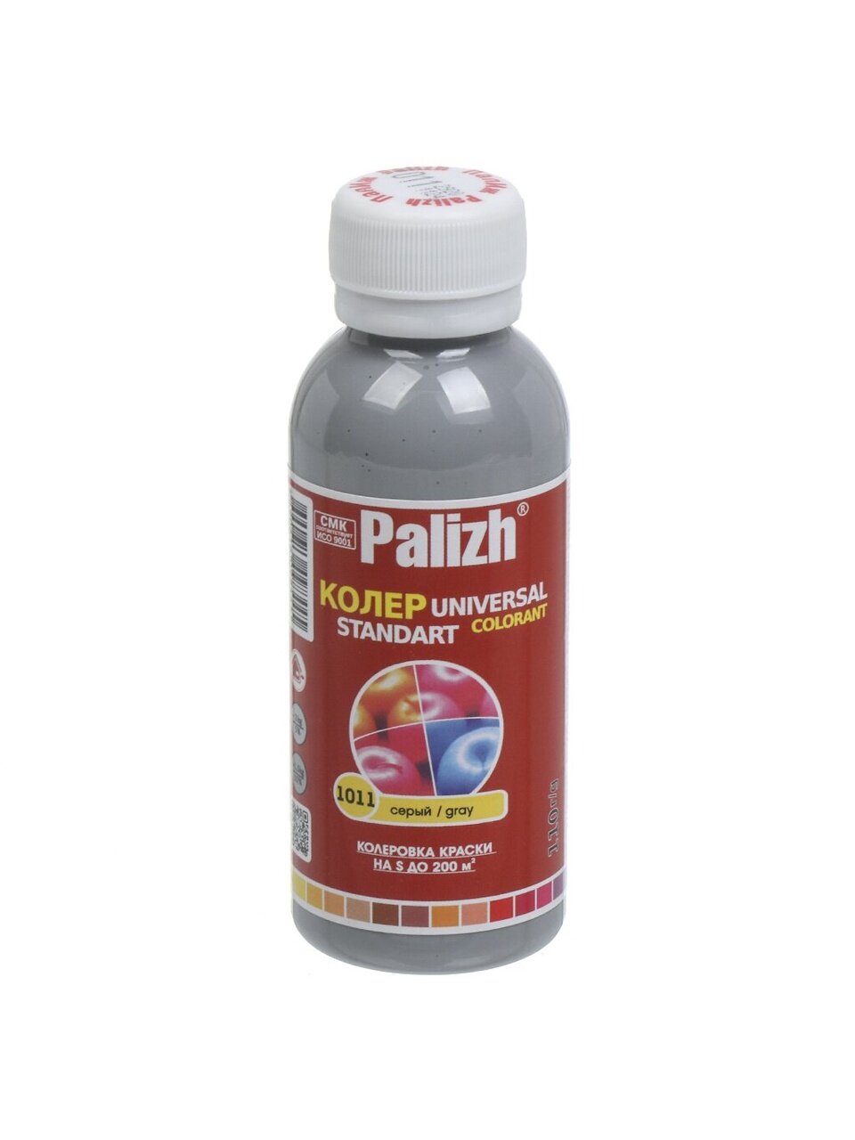 Колер паста Palizh №1011 серый, 100 мл, универсальный пигментный концентрат для краски, эмали, лака и шпатлевки